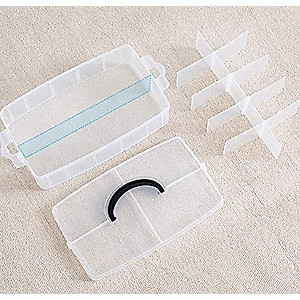 Sooyee 6-Tier Stackable Craft Organizers and Storage Box with 60 Compartments,Plastic for Toys,Dolls, Arts and Craft, Fuse Beads, Washi Tape, Rock Collection, Ribbons,Clear