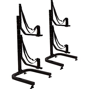 Suspenz Kayak Storage Rack, 2-Boat Free Standing Kayak, Canoe, SUP Rack, Marine Grade Black, 48" x 24"