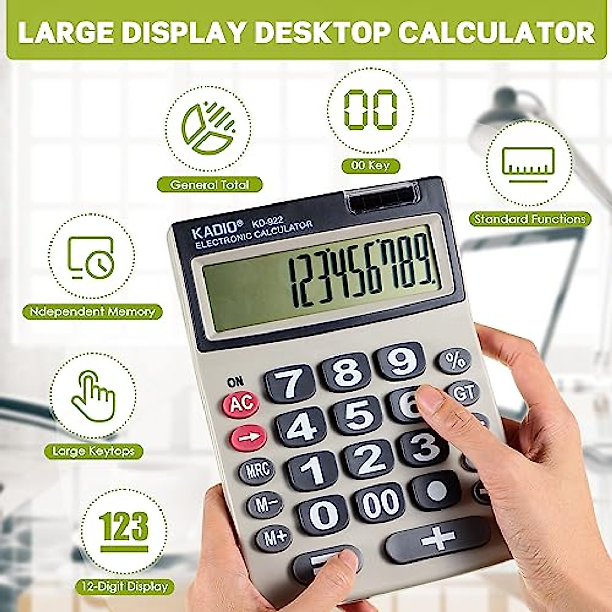 4 Pcs Desktop Calculator Bulk 12 Digit with Large LCD Display and Big Buttons Office Desktop Calculator with Sensitive Button Battery Dual Power for School Student
