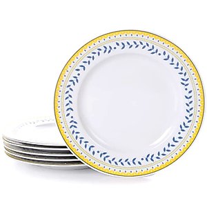 Braque Ceramic Lunch Salad Plates Set of 6, 8 inch Dish Set-Dessert, Appetizer, Pasta, Small Dinner Serving Plate-Microwave, Oven & Dishwasher Safe, Scratch Resistant-Kitchen Porcelain Dish-Olive Vine