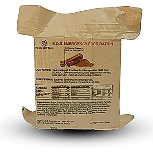 S.O.S. Rations Emergency 3600 Calorie Food Bar (Cinnamon + Coconut, 2 Pack)