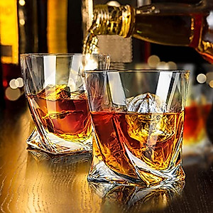 KITNATS Old Fashioned Whiskey Glasses 10 OZ Rocks Glasses Set of 4, Gift Box - Barware For Bourbon, Scotch, Rum glasses, Whisky Cocktail Drinks for Men Women