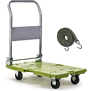 Push Cart Dolly by HBFBDRCT, Heavy Duty Moving Platform Hand Truck, Foldable for Easy Storage and 4 Silent Rubber Wheels with 330lb Weight Capacity for Luggage,Moving, Shopping and Office Use