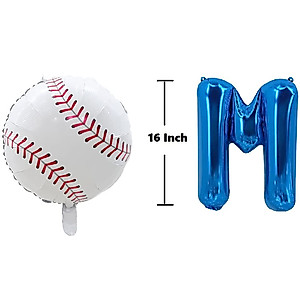 Blue Baseball Home Run Banner Balloons - Home Run Letter Foil Balloon - Soft Ball Sport Match Birthday Party Balloon Decoration