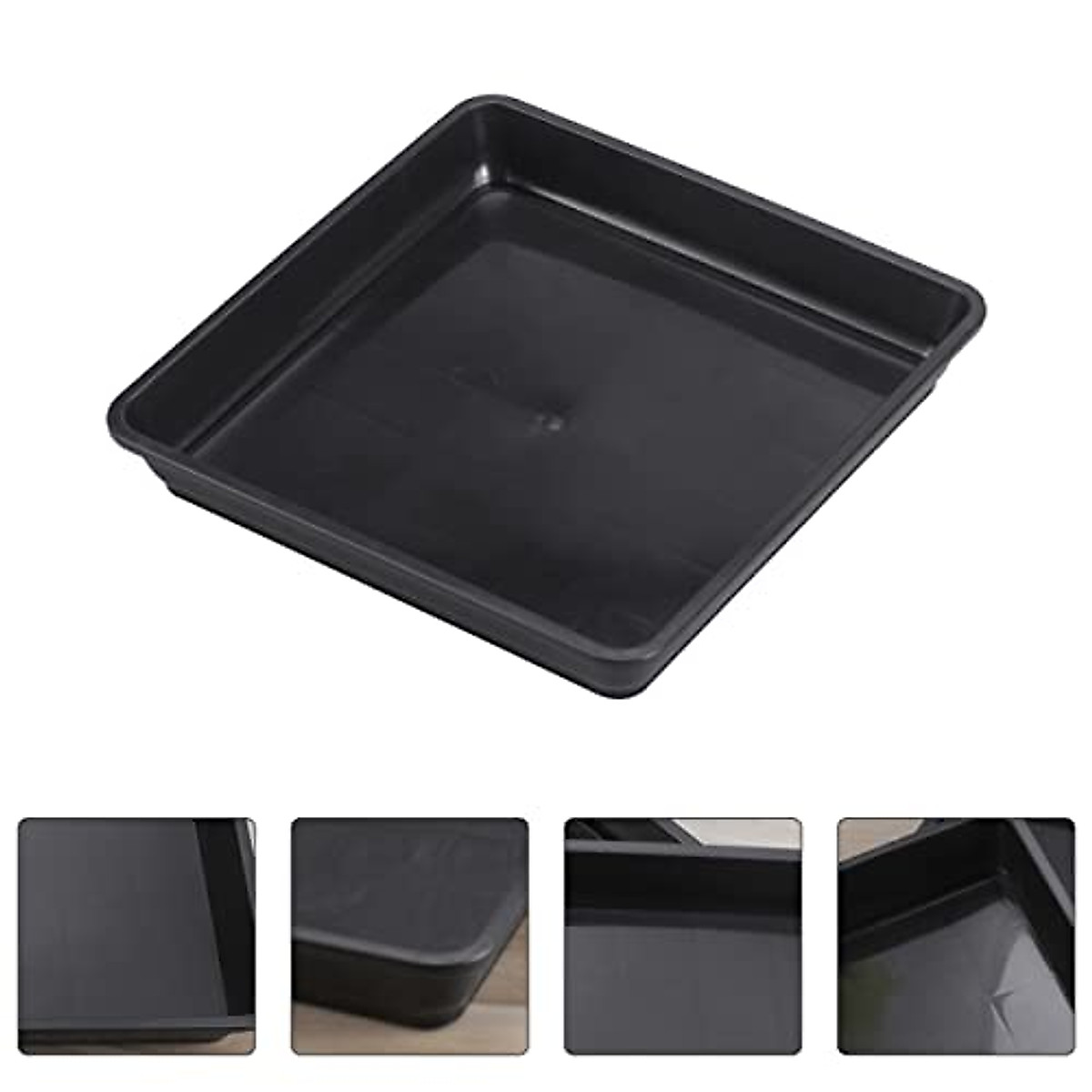 Yardwe 10pcs Watering Rectangular Office Flowers Coaster Pp Ashtray Plates Bonsai Seeding Receiving Dishes Pots Drip Holding Container Nursery Stand Plants Support Black Trays