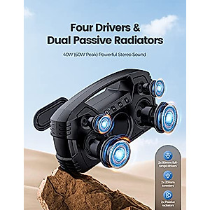 IPX7 Waterproof Bluetooth Speaker, 40W Portable Wireless Speaker, 32H Playtime, Stereo Loud Sound, Deep Bass, Outdoor Speaker with Handle, Bluetooth 5.0, Built-in Mic, Power Bank for Party,Pool,Beach