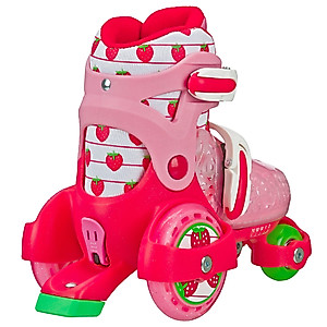 Roller Derby Fun Roll Adjustable Roller Skates for Beginners, Boys & Girls, Strawberry, Small (7-11)