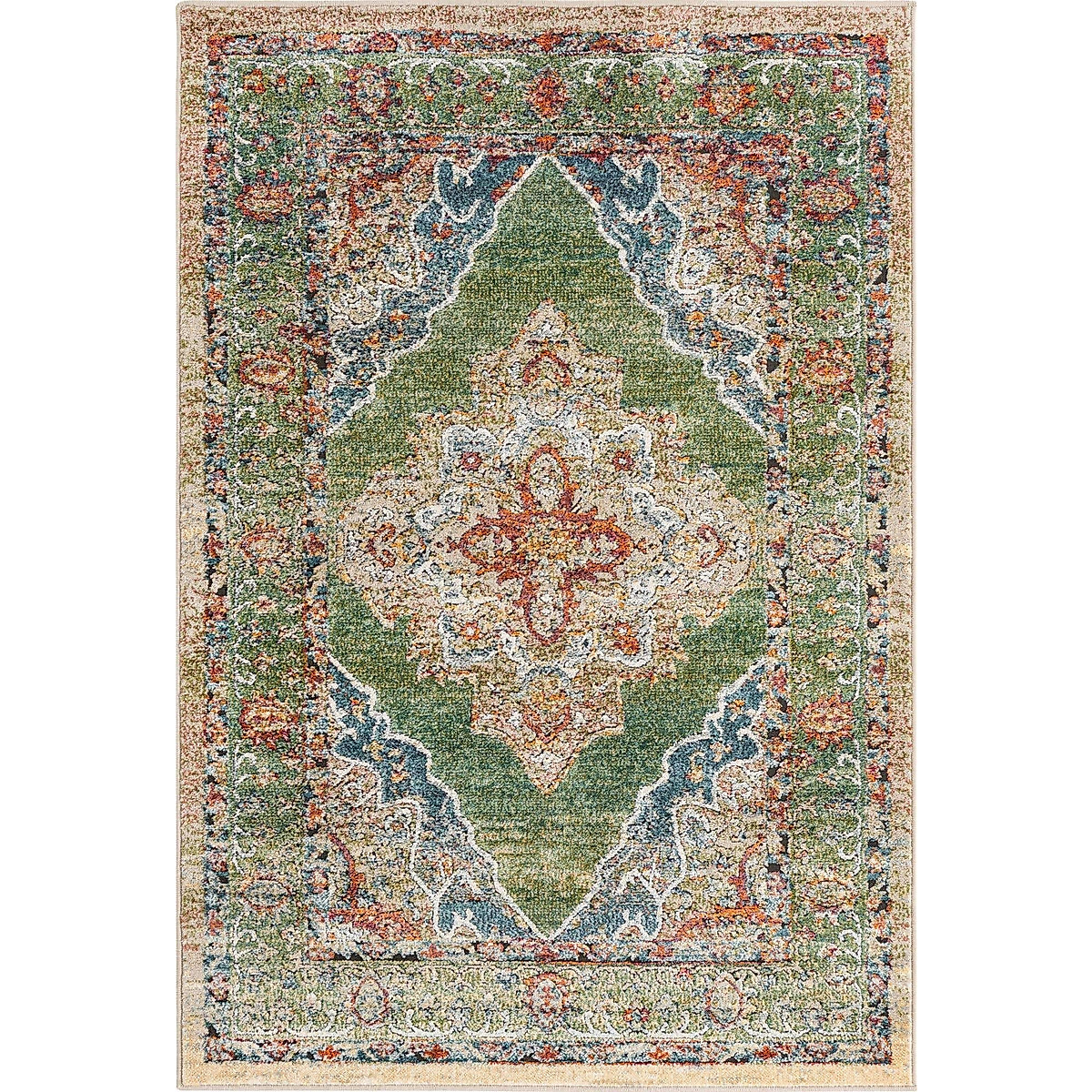 Unique Loom Isabella Collection Area Rug - Rossellini (4' 1" x 6' 1" Rectangle, Green/ Blue)