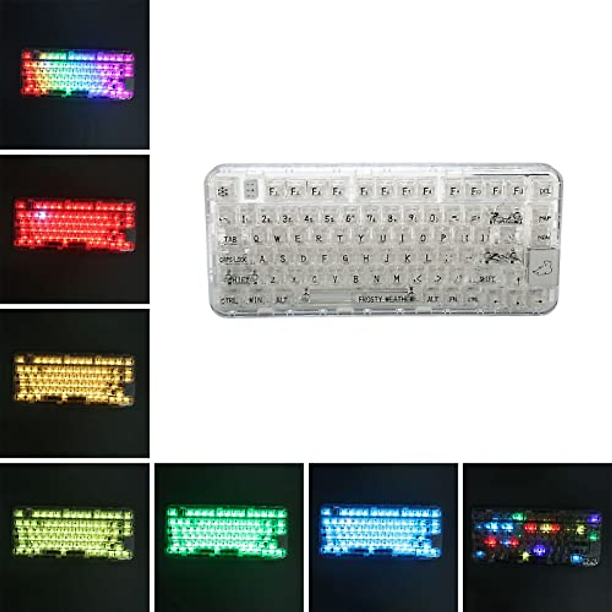 Acogedor 80 Keys Mechanical Gaming Keyboard with Transparent Case, Type C Wired, for Bluetooth and 2.4GHz Wireless Connection, Gasket Structure, for Win, for OS X, for iOS, for Android