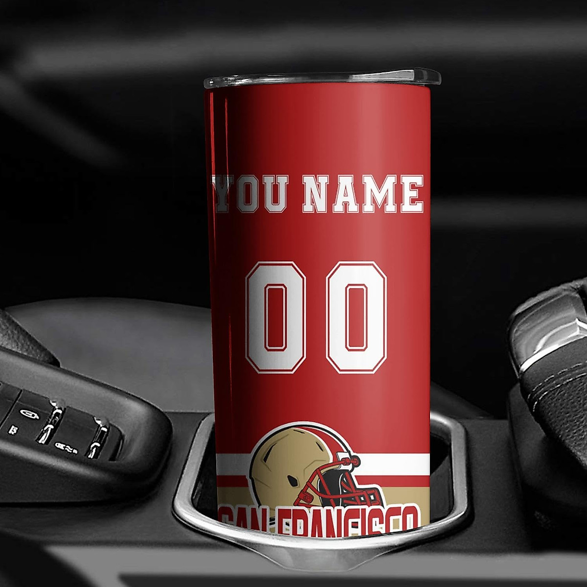 20oz Football City Customs stainless steel Insulated tumbler with Lid and Straws, Personalized football gifts for fans, Travel Cup Adds Your Name and Number