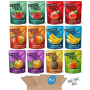 Crispy Green Freeze Dried Fruit Crisps Snack Peak Variety Gift Box – Apple, Asian Pear, Banana, Mango, Tangerine, Pineapple and Strawberry