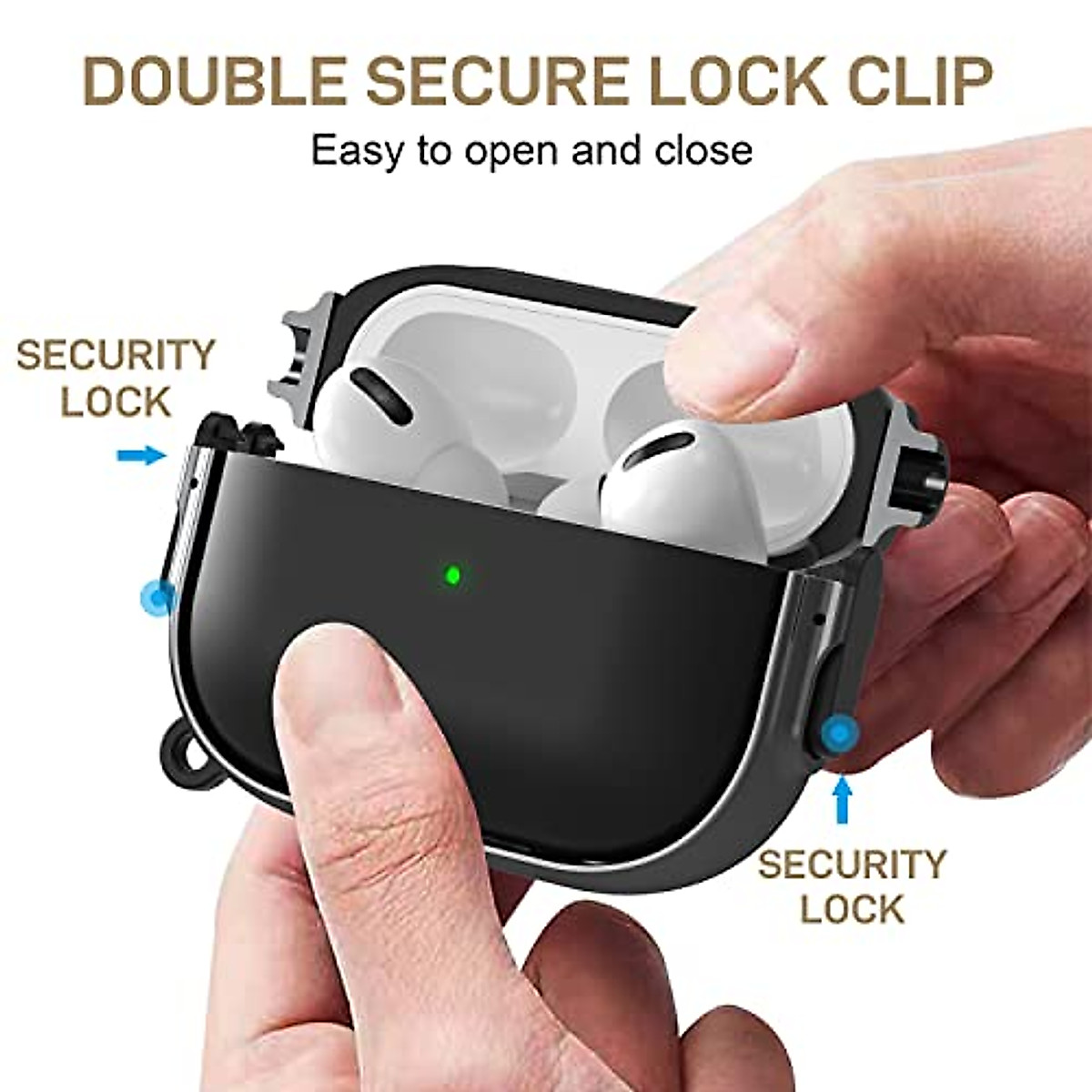 Maxjoy for Airpods Pro Case Cover(2nd/1st Generation), Lock AirPod Pro 2 Case for Women Men with Keychain Protective Hard Case for AirPods Pro(2022/2019)