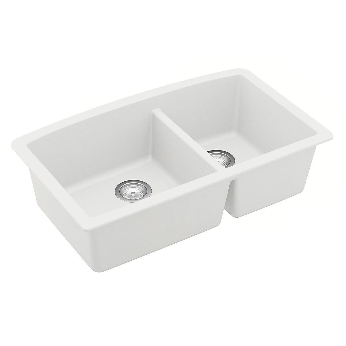 Karran QU-711 Undermount Quartz/Granite Composite Kitchen Sink 32 in. 60/40 Double Bowl in White