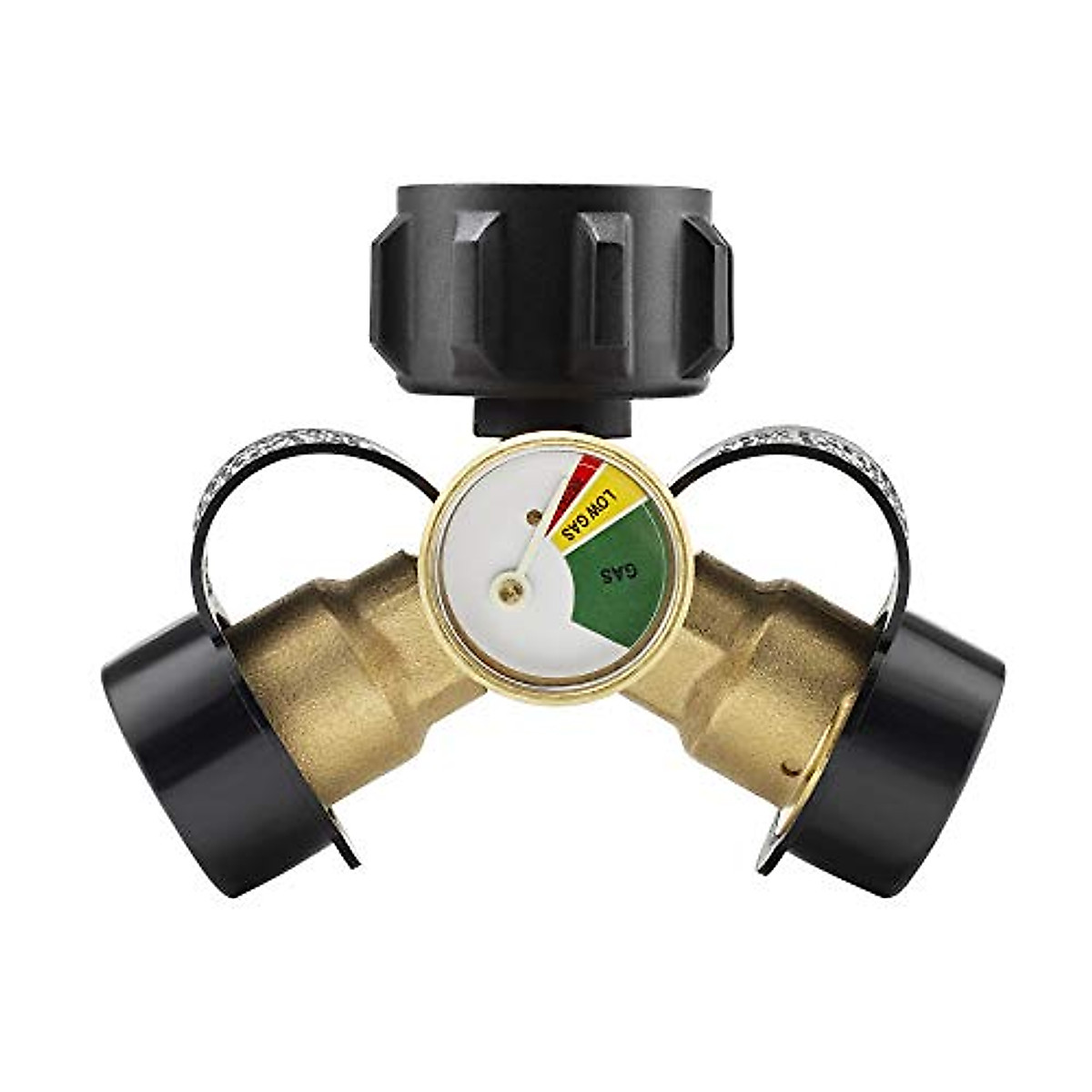 LICHAMP Propane Splitter, 2 Way Y Splitter Adapter with Gauge for Propane Tank, LP Gas Adapter Tee Connector for 20lb Propane Tank Cylinder, RV Camper, BBQ Grill, Camping Stoves, Gas Burners, Heater