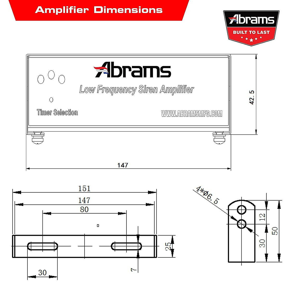 Abrams Tornado Low Frequency Siren Intersection Clearing System (add-on to any 100-200 watt siren system) SWAT Fire Truck EMS ATV POV Police Car Siren Speaker System Powerful Low Vibration Tone