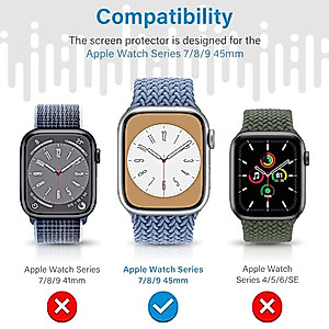 UniqueMe 8 Pack for Apple Watch Series 9/8/7 Screen Protector 45mm, [Strong Asorption] [Flexible TPU Not Glass][Non-Bubbles] iWatch Anti-Scratch Replacement Protection HD Clear Cover Soft Film