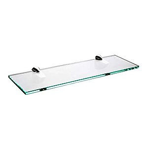 XVL 15 Inch Bathroom Glass Shelf Brushed Nickel