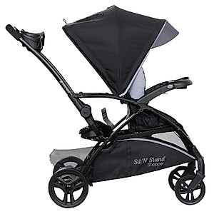 Baby Trend Sit N' Stand 5-in-1 Collapsible Kids Shopper Stroller with Shaded Canopy Visor, Extendable Storage Basket, and 2 Cup Holders, Stormy
