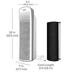 Pure Enrichment® PureZone™ Elite True HEPA Large Room Tower Air Purifier with Air Quality Monitor, 4 Stage Filtration and UV-C Light, Helps Destroy Bacteria, Smoke, Pollen & Dust (White)