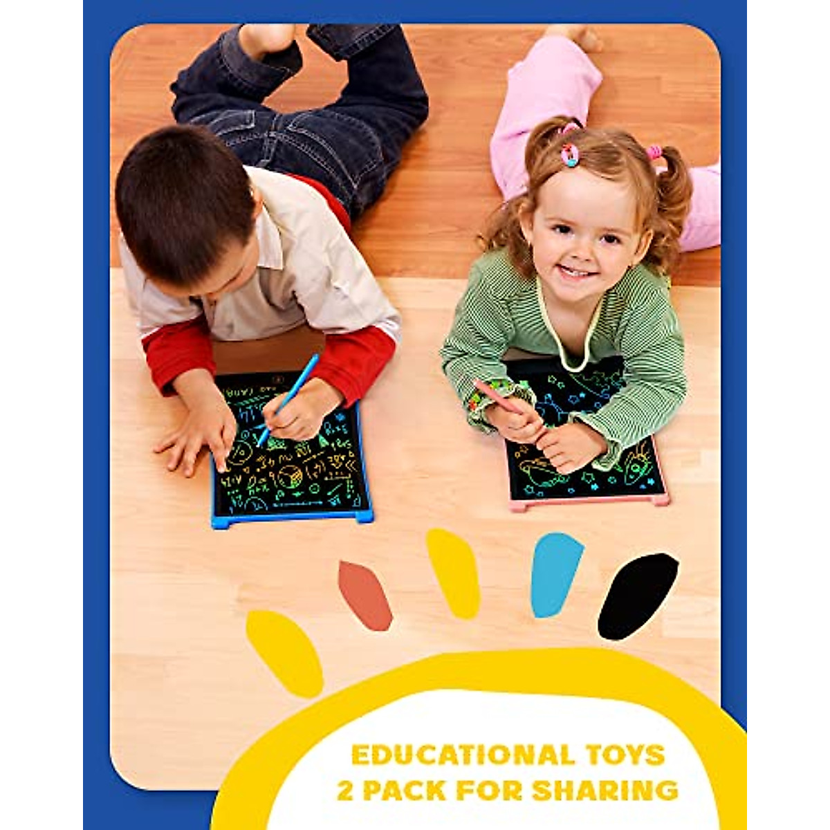 bravokids LCD Writing Tablet 8.5 Inch Toddler Doodle Board, 8.5 inch Colorful Doodle Board 2 Pack