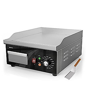 TOPKITCH Electric Griddle, 14 Inch Flat Top Grill Commercial Electric Griddles Stainless Steel Adjustable Temperature Control 90℉-575℉ for Home or Restaurant Use
