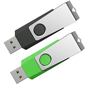 Aiibe 64GB Flash Drive 2 Pack 64GB USB Flash Drive Thumb Drive Zip Drive USB 2.0 Memory Stick USB Drive with Keychain (64G, 2 Colors: Black Green)
