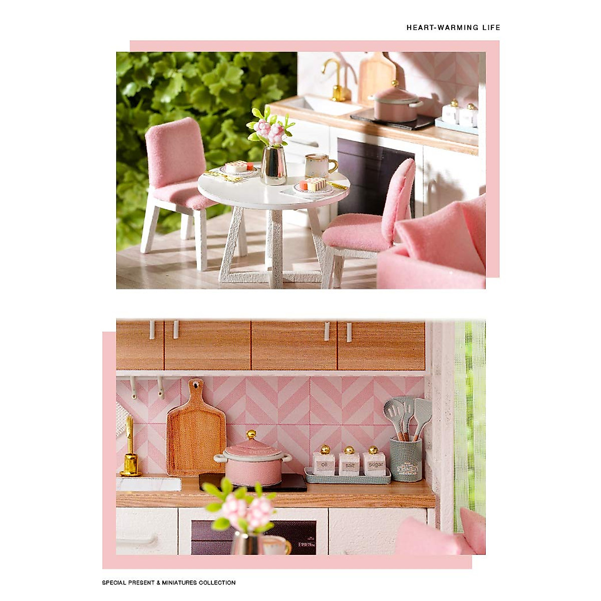 Flever Wooden DIY Dollhouse Kit, 1:32 Scale Miniature with Furniture, Dust Proof Cover, Creative Craft Gift with The Nordic Apartmen for Lovers and Friends (Warm The Heart of Life)