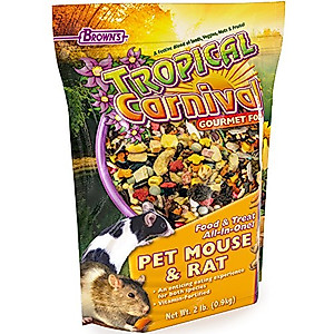 Tropical Carnival F.M. Brown's Gourmet Pet Mouse and Rat Food with Fruits - Veggies, Seeds, and Grains, Vitamin-Nutrient Fortified Daily Diet - 2lb