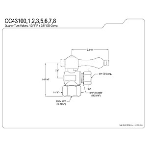 Kingston Brass CC43108 Vintage Quarter Turn Valve (1/2-Inch FIP X 3/8-Inch O.D. Compression), Brushed Nickel
