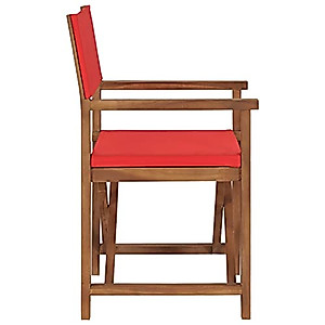 vidaXL Director's Chairs 2 Pcs, Foldable Director's Chair with Fabric Seat Cover, Folding Camping Chair for Outdoor Lawn, Solid Wood Teak Red
