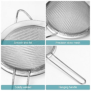 Harewu 2 Pack Fine Mesh Strainer, Small Stainless Steel Sieves with Handles, for Steeping Loose Leaf Tea, Straining Cocktail, Juice and Sifting Flour, Powdered Sugar (2pcs)