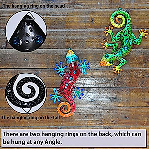 wotieuns Metal Gecko Wall Art Metal Lizard Outdoor Wall Decor Suitable for Yard Fence Patio Garden Decor Set of 2