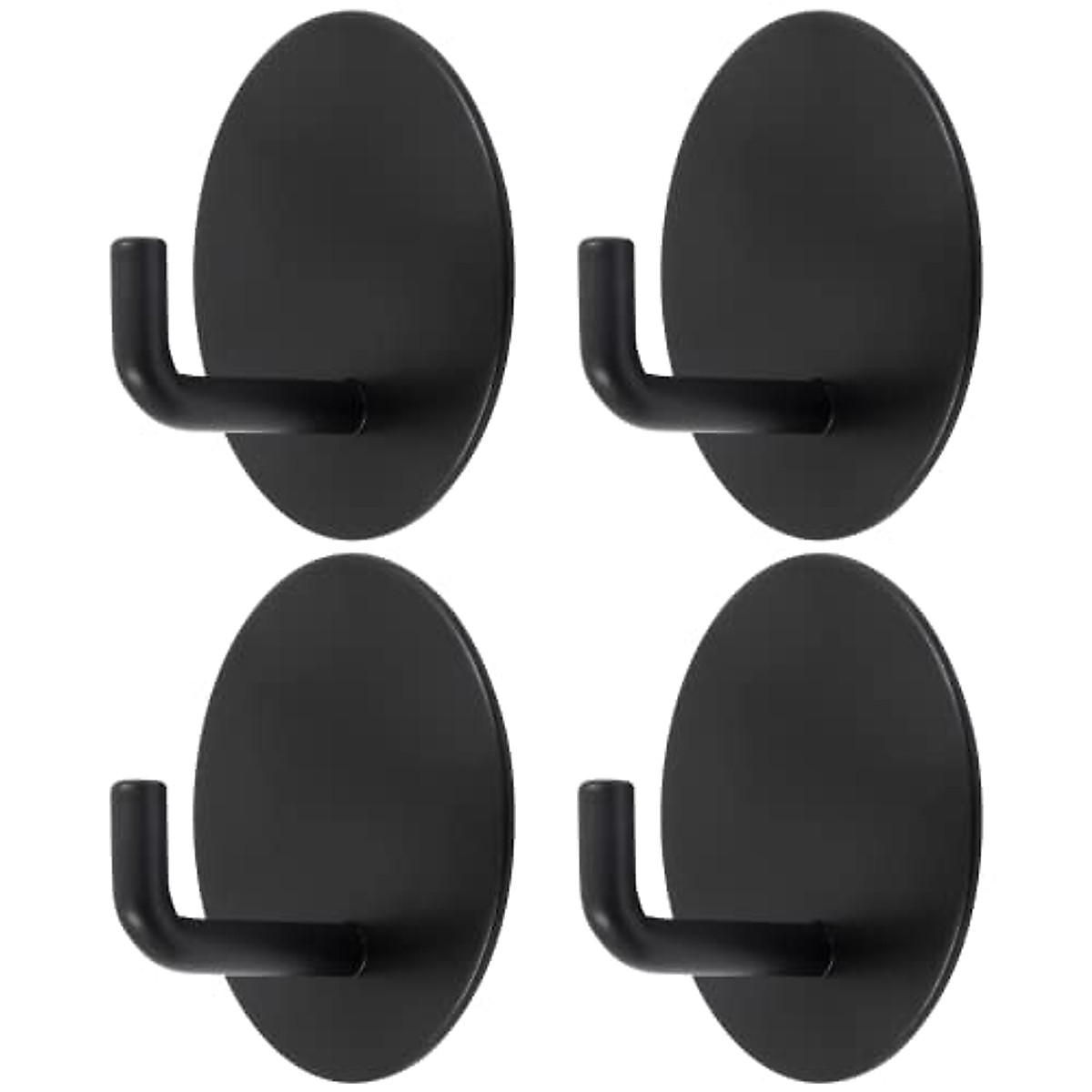 Auvotuis 4Pcs Wall Hooks Heavy Duty Adhesive Utility Hooks Stainless Steel Towel Hooks Transparent Waterproof Seamless Hooks for Kitchen, Bathroom (Black)