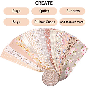 42 Jelly Roll Fabric 2.5" x 44" | Cotton Strips Bundles - Jelly Rolls for Quilting Assortment Fabrics - Precuts Cloth Quilts - Light Coffee