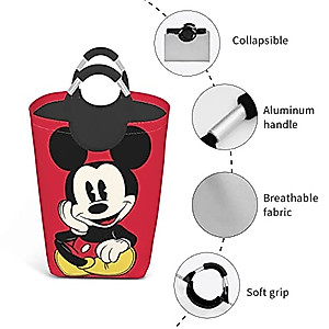 Red Laundry Hamper Foldable Square Laundry Basket Waterproof for Washing Storage, 50L