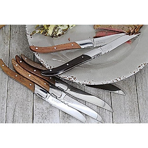French Home Set of 6 Laguiole Connoisseur Assorted Wood Steak Knives, Multicolor