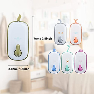 Diesisa Animal Key Holder for Wall, Adhesive Wall Hooks Hanger Decoration No Drilling for Keys, Coat, Bags, Towels - 6 Pack