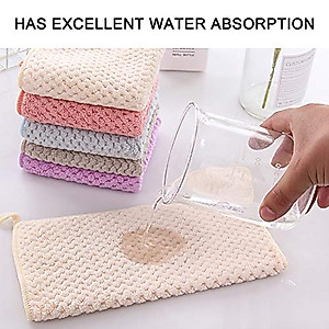 Onlup Hand Towel with Hanging Loop, Hanging Hand Towels, Super Absorbent Soft Hand Towels Kids Kitchen, Hanging Kitchen Towels, Machine Washable Towel Fast Drying, Set of 5, 30cmX30cm