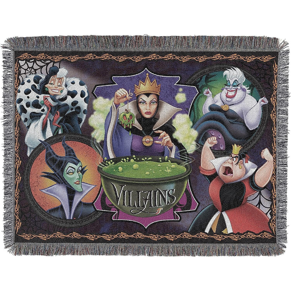 Disney-Pixar Villains, "Vile Villains" Woven Tapestry Throw Blanket, 48" x 60", Multi Color, 1 Count