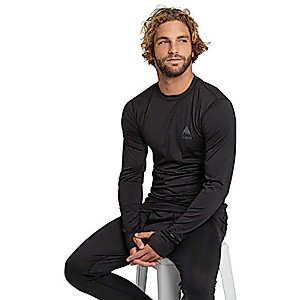 Burton Mens' Lightweight X Base Layer Crewneck Top (US, Alpha, Large, Regular, Regular, True Black)
