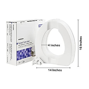 McKesson Raised Toilet Seat with Dual Locks, Fits Most Standard Toilets, 4 in H, 400 lbs Weight Capacity, 1 Count