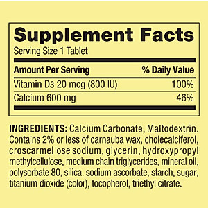 Spring - Valley Calcium Plus Vitamin D Tablets 600 mg - 250 Count