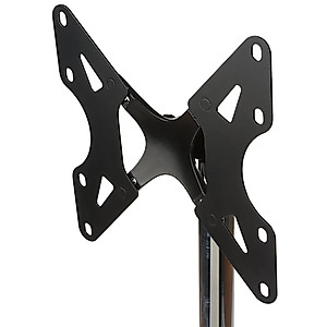 Displays2go Television Mount Pole with Round Base, Height Adjustable Pole, Steel Construction – Black & Brushed Silver (TVSVM1332B)