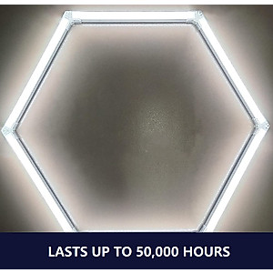 with Bezel 17 Honeycomb LED Garage Light, DIY LED Auto Repair Detail Light, 6500K Daylight White for car detailing, salon, gym, store, basement 212.5in x 94.8in