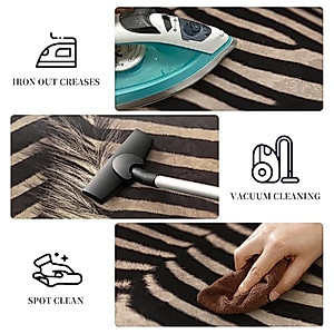 GUZAREUU Zebra Rug 7.6x6.2 ft Zebra Print Rug Funky Area Rug for Living Room Bedroom, Non-Slip Durable Faux Cowhide Rug No Fur