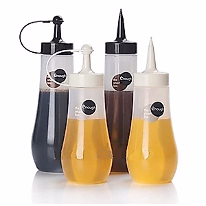 JapanBargain 3272, Set of 4 Japanese Squeeze Bottle Squirt Condiment Bottle Oil Bottle Soy Sauce Dispenser for Kitchen, Made in Japan, 12oz