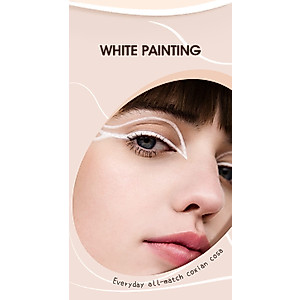 White Waterproof Gel Eyeliner Pens, Highlighter Eye Liner Pencil, Matte Long Lasting Super Smooth formula White Eye Liner Eyeshadow Makeup Pen, Polished White Luster, with Pencil Sharpener-1Pcs