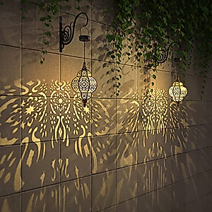 Hapjoy Hanging Solar Lights Outdoor Garden Decor Solar Lantern Waterproof Plastic Moroccan Outdoor Decorations for Patio Pathway Yard Backyard Garden Decorative (1 Pack, Bronze)