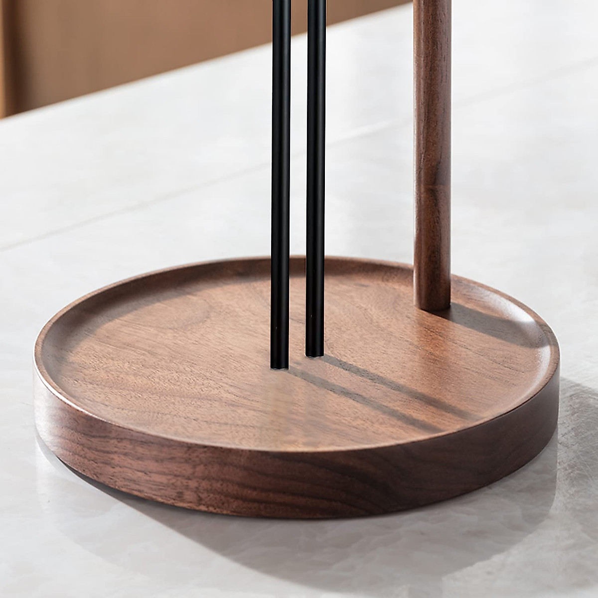 Vineet Modern Farmhouse Paper Towel Holders for Kitchen, Vintage Wire and Wood Countertop Paper Towel Holder Rustic Farmhouse Freestanding Paper Towel Holder with Real Wood Base