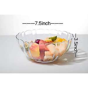 NiLor Salad Glasses Bowls Set of 2 Clear Glass Bowls, Fruit Bowls, Soup Bowls, Vegetable Bowls, Serving Bowls, Pasta Bowls Candy Bowl Fruit Bowl for Kitchen and Home Dining - 21 Ounce